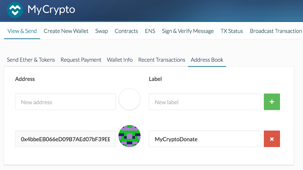 New Feature: Address Book. And other changes in this new MyCrypto… | by MyCrypto | MyCrypto | Medium