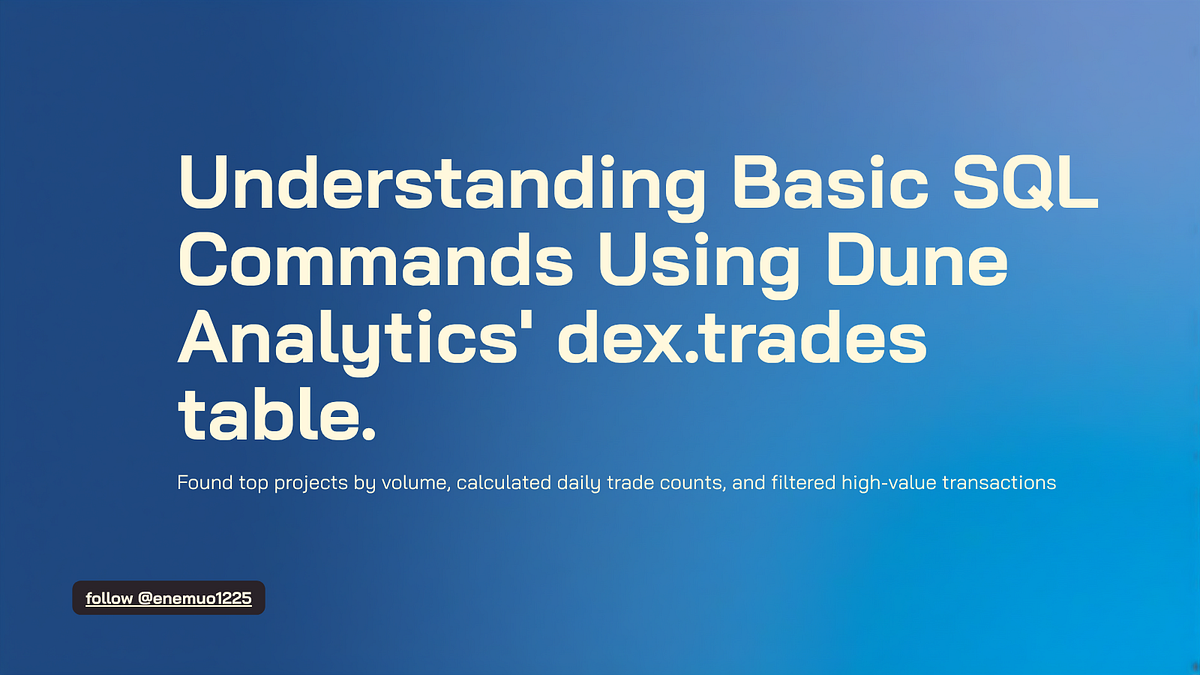 Understanding Basic SQL Commands Using Dune Analytics’ dex.trades Table ...