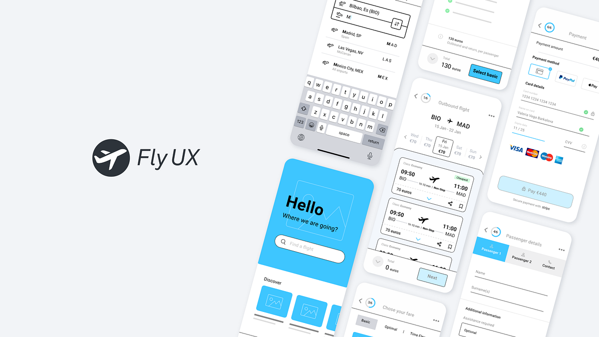 Fly UX. Booking process for an airline app | by Valeria Vega | Medium