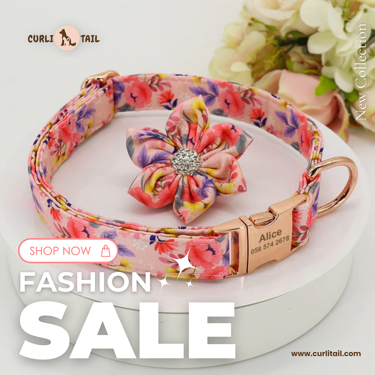 Stylish Floral Flower Collar | Personalized Pet collars - Timmothy ...