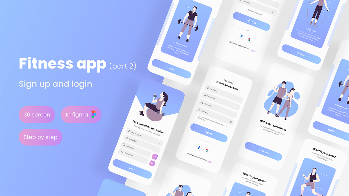 Fitness App UI Design using Figma (36 Screens) | Part Two (Login ...