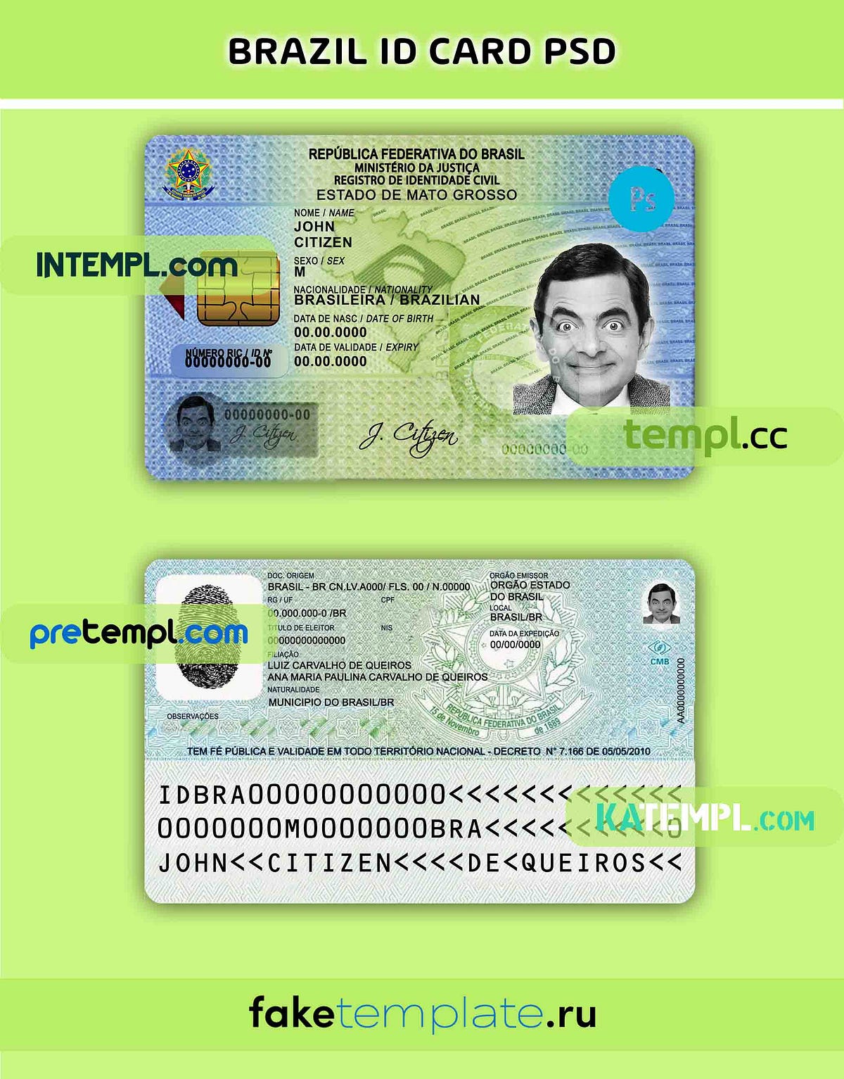 Brazil ID template in PSD format (from 2009) | by Shotempl | Nov, 2023 ...