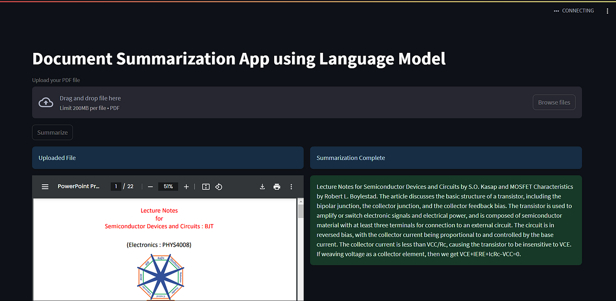 Document Summarization App using Language Model | by Himanshu Gangwar | Medium