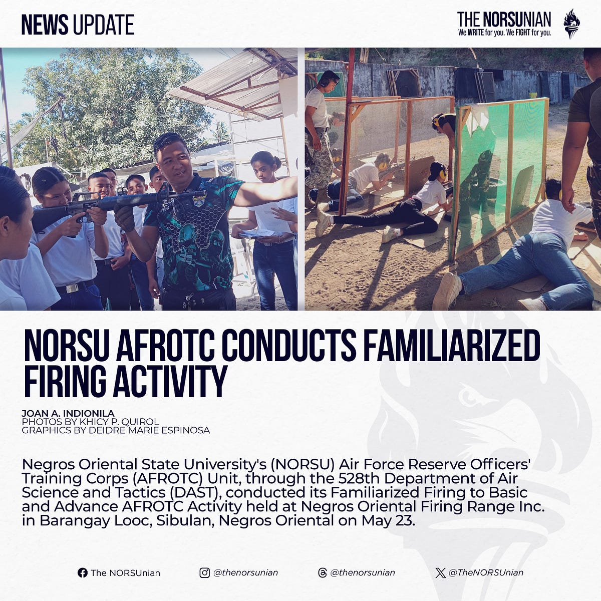NORSU AFROTC conducts familiarized firing activity | by The NORSUnian ...