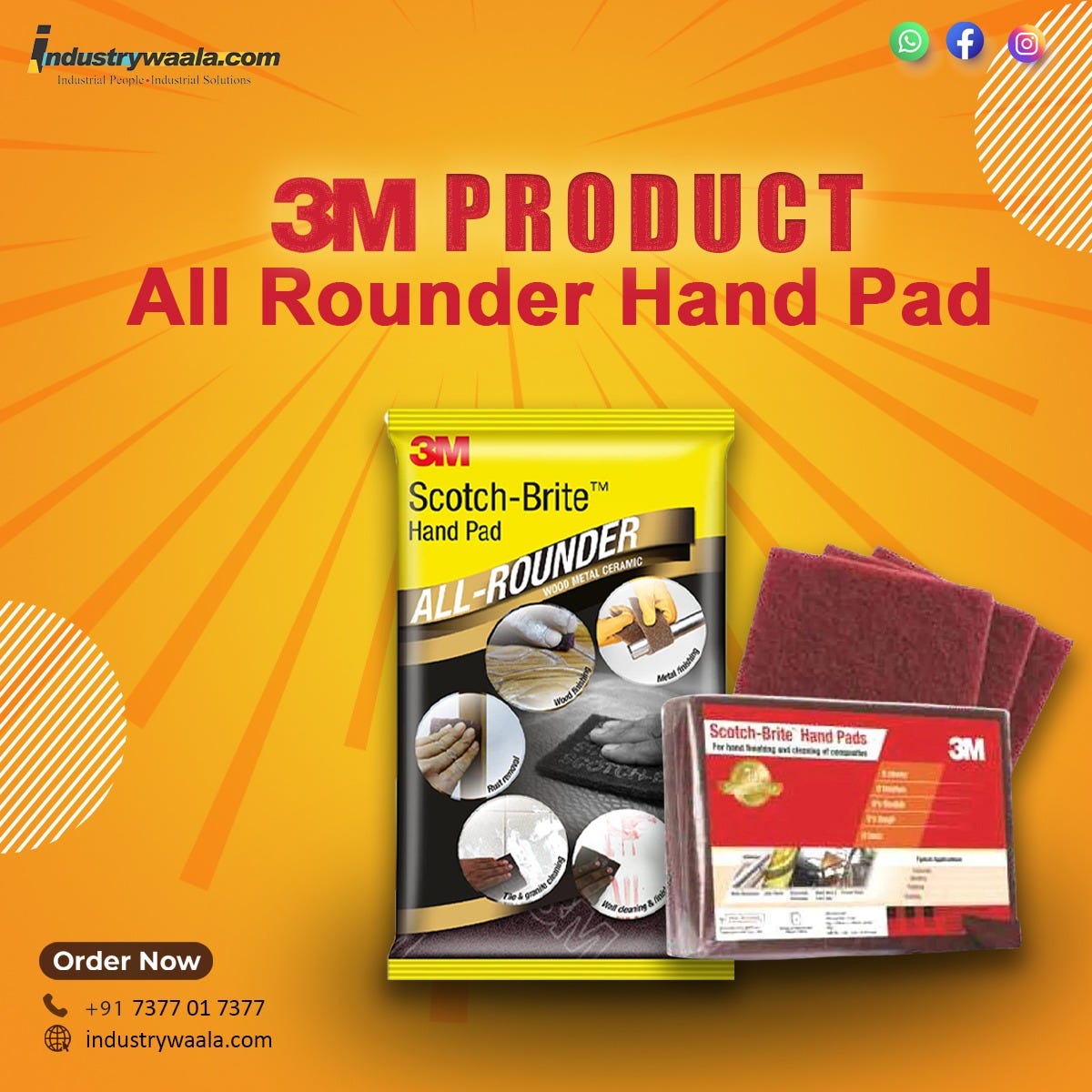 3M All Rounder Hand Pad PK 6 X 9 Inch | by industrywaala | Medium