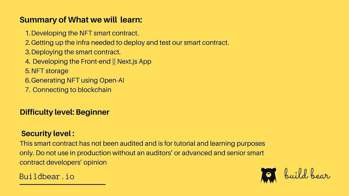 Generate NFT with AI and Deploy the NFT smart contract, and the Front End App | by BuildBear ...
