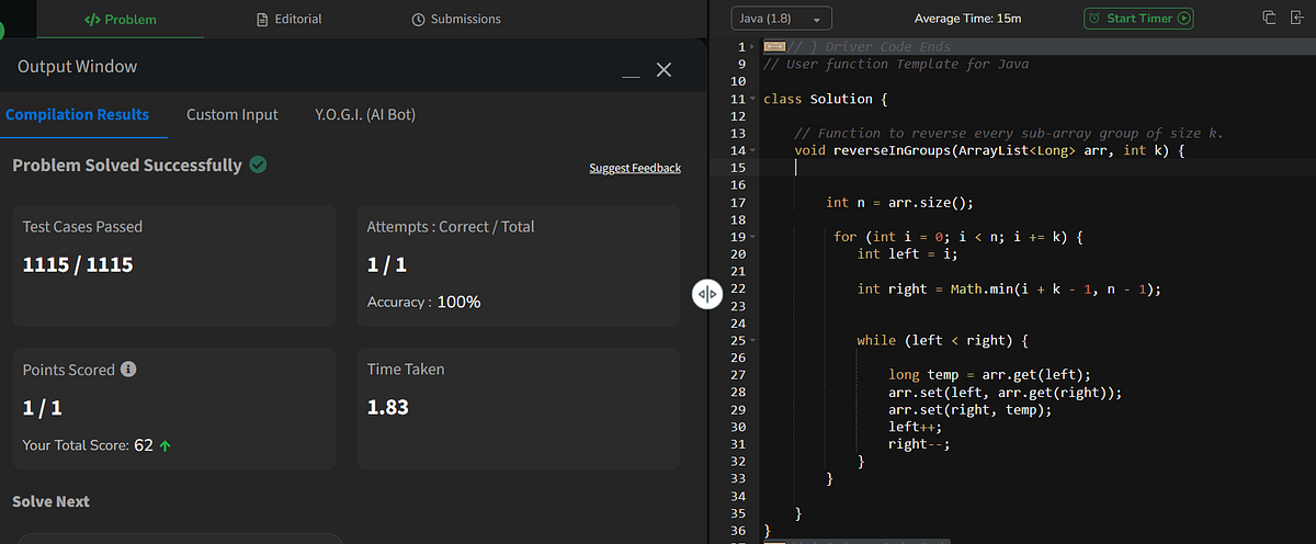 Reverse array in groups #DSA#13 - Rohit Malviya - Medium
