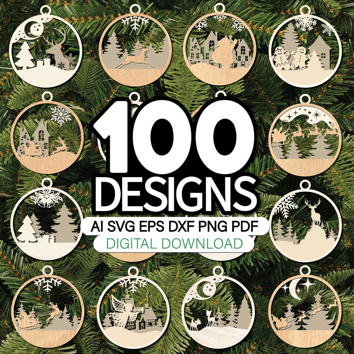 Christmas Ornament SVG bundle 3 Layers Ornament Laser Cut Files ...