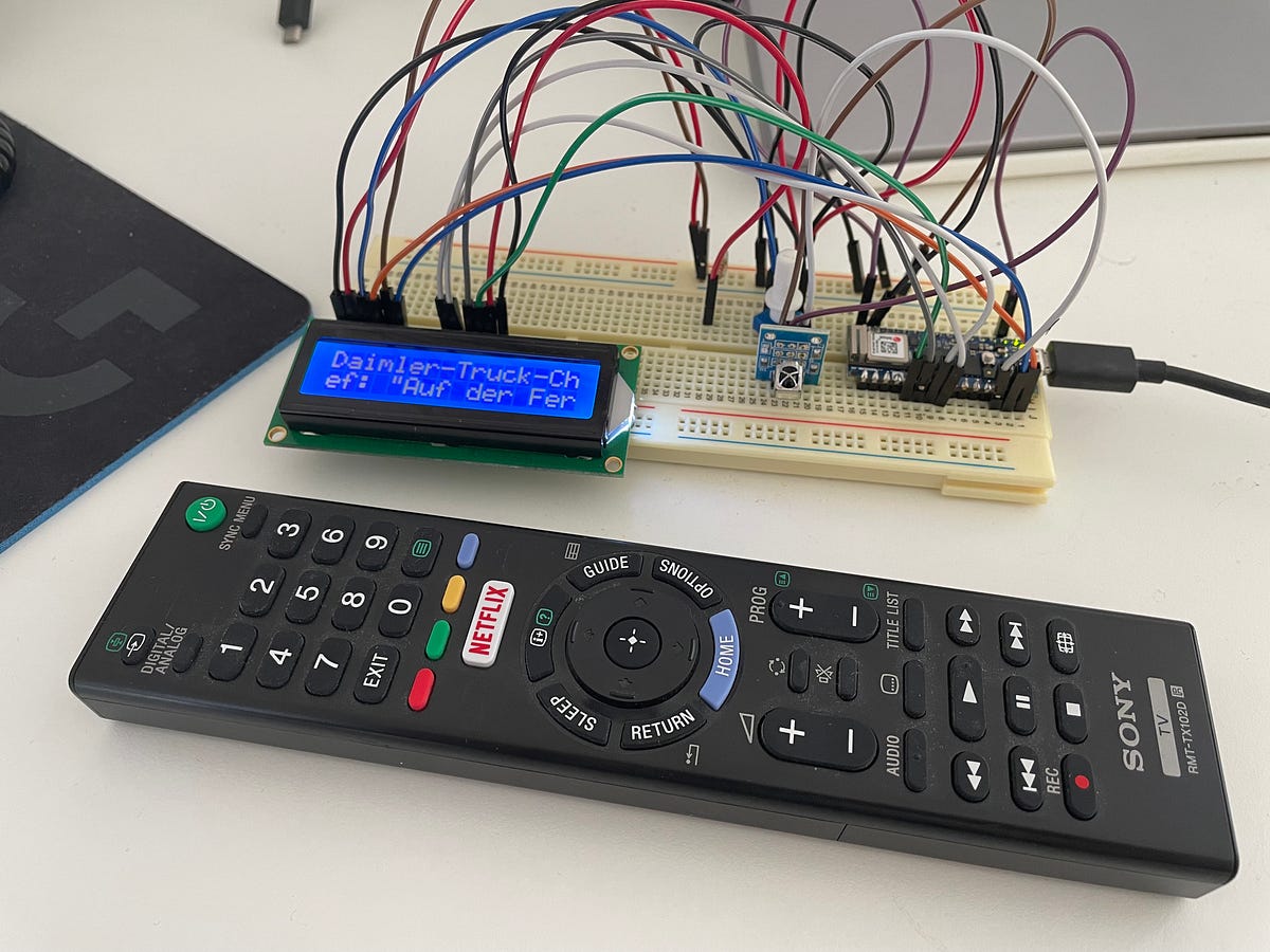 Building a Wi-Fi-connected RSS-Reader with an Arduino Nano RP2040 Connect, an LCD and a remote ...