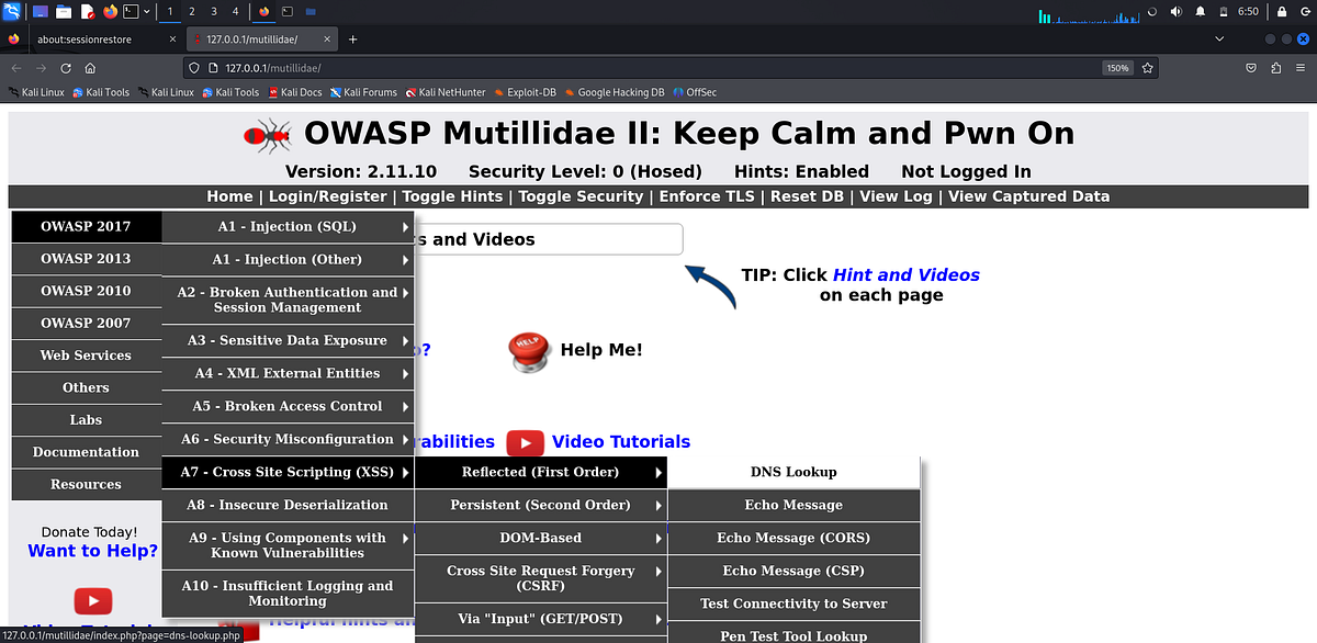 Using Mutillidae and Kali, perfom XSS scripting and SQL injection. | by Onyemakatreasure | Medium