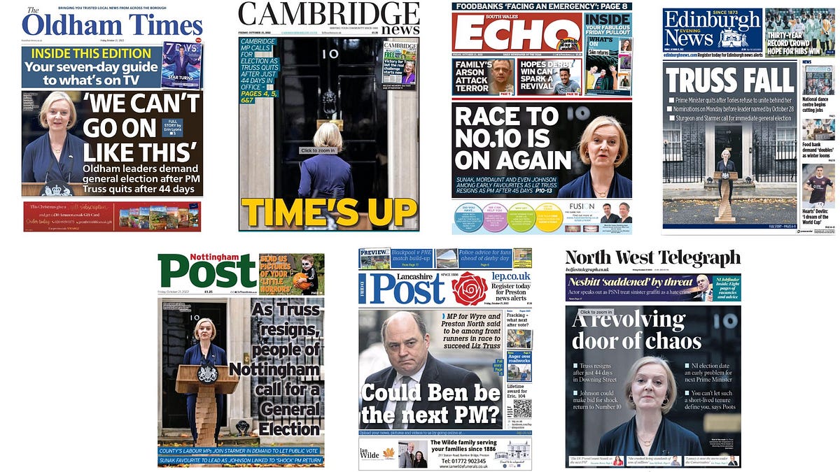Local newspapers call for general election as Tory leadership contest ...