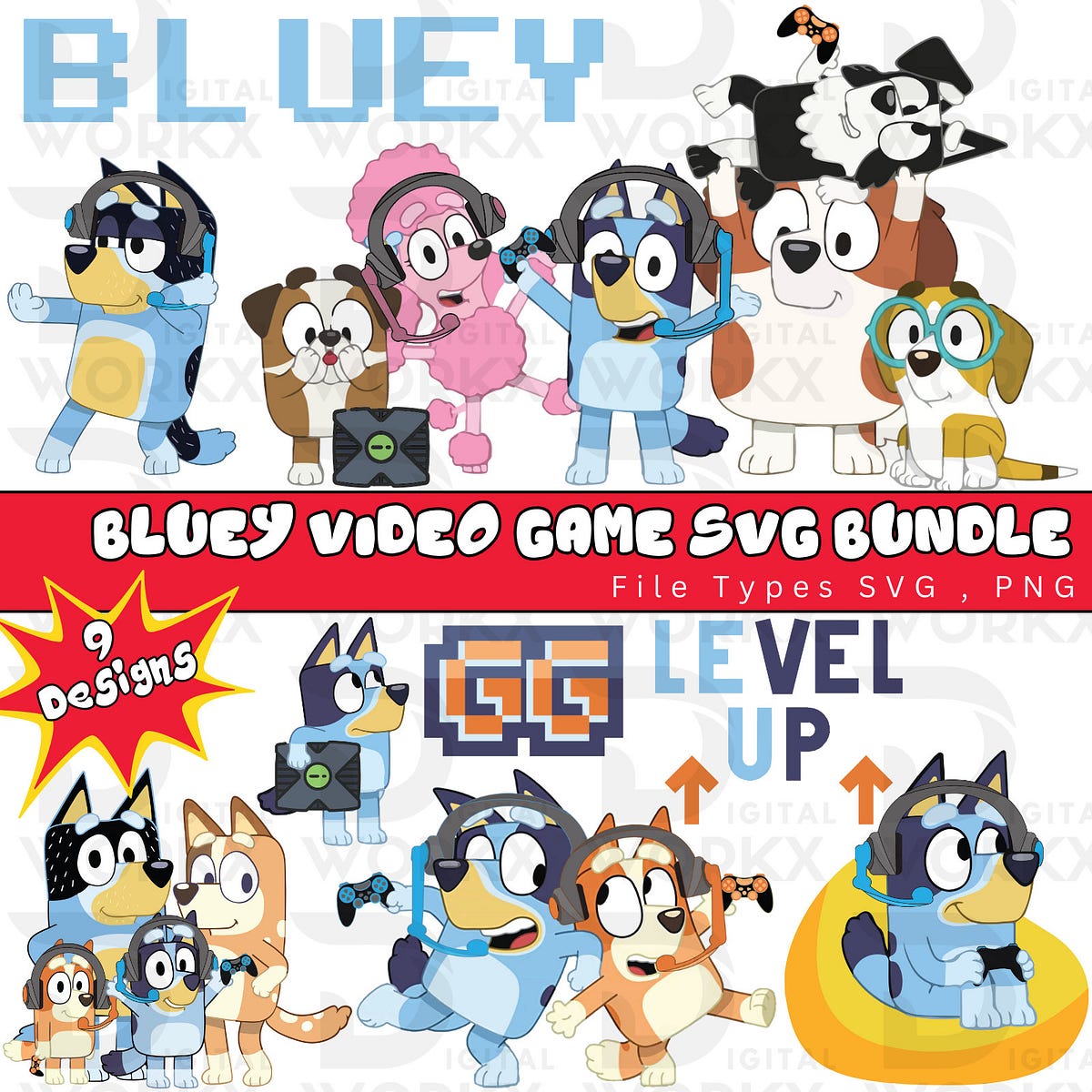 Blu-ey SVG Video Game Bundle, Blu-ey Game, Bluey SVG PNG, Blu-ey ...