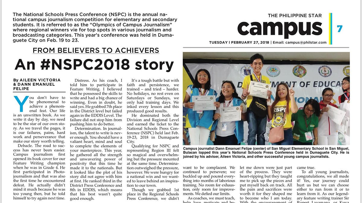 From Believers To Achievers An NSPC2018 Story By Aileen Manahan From Believers To Achievers An NSPC2018 Story By Aileen Manahan