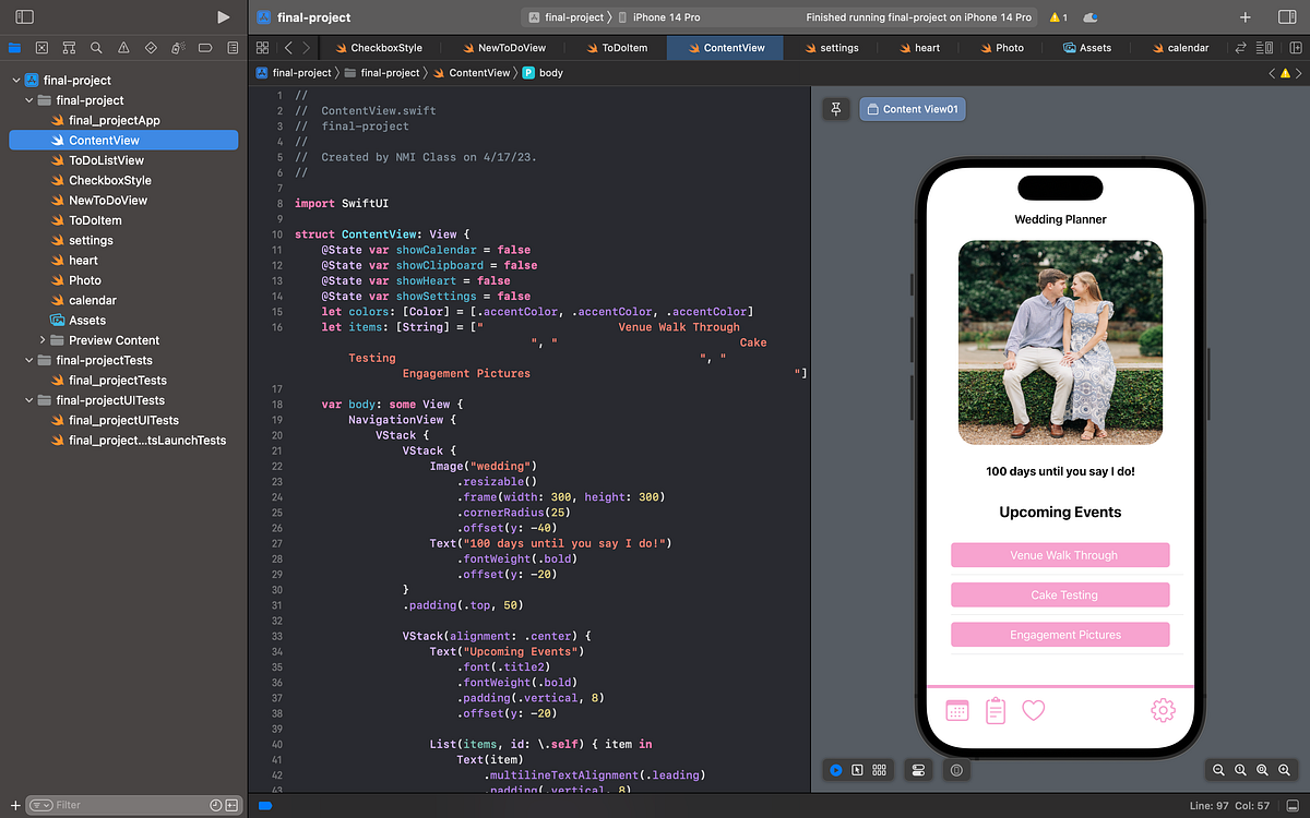 Native App Development Final Project: Wedding Planner | by Mary Brock Smith | Medium