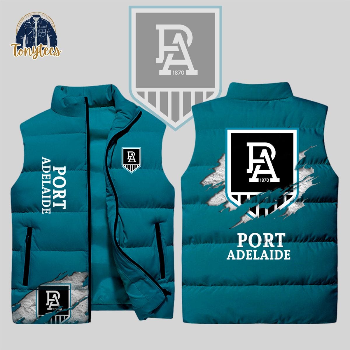 Port Adelaide Football Club AFL Sleeveless Jacket - Tonytees - Medium