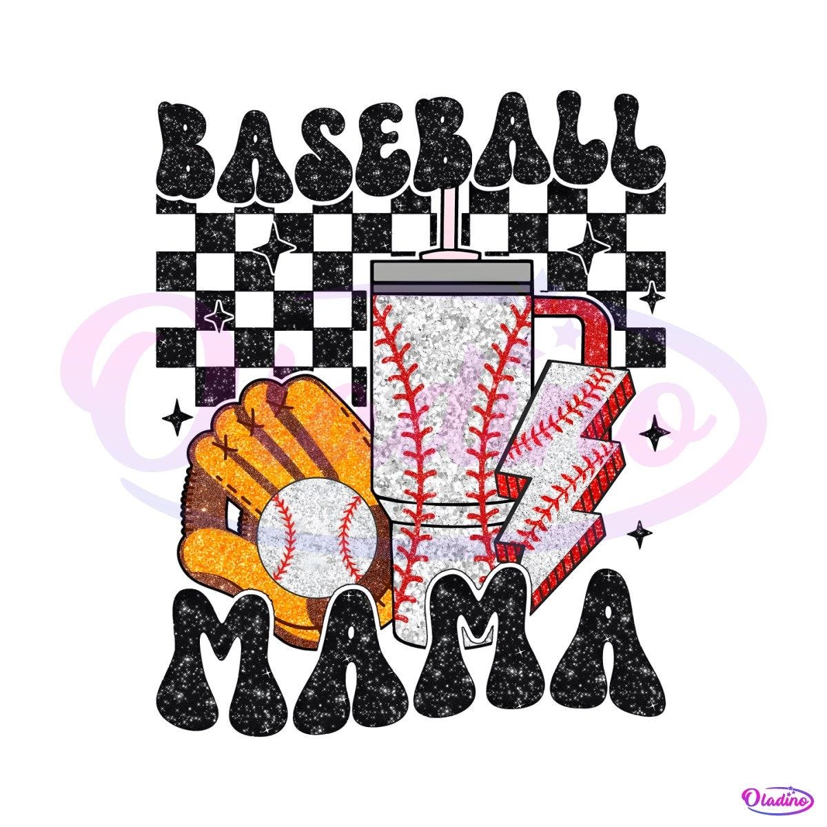 Retro Glitter Baseball Mama Tumbler PNG - David Cavender - Medium