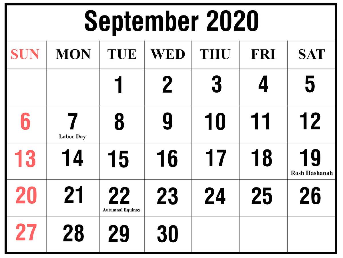 September 2020 Calendar Template Design Freepik | by ...