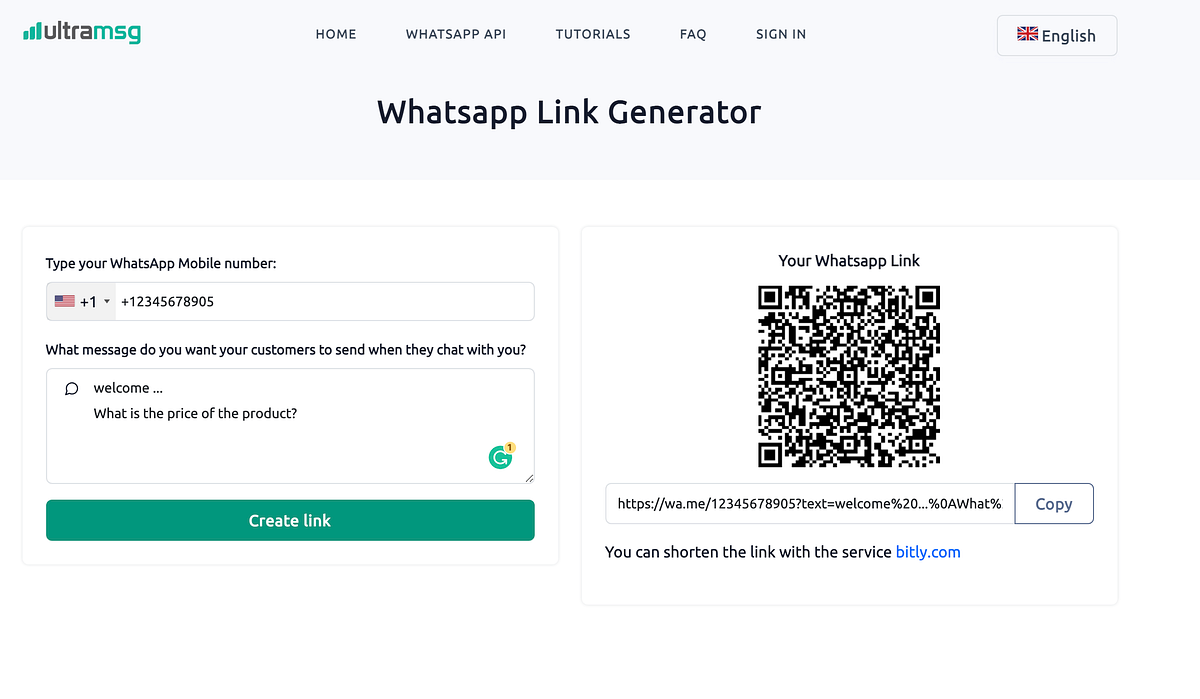 Whatsapp API Link Generator - Ultramsg - Medium