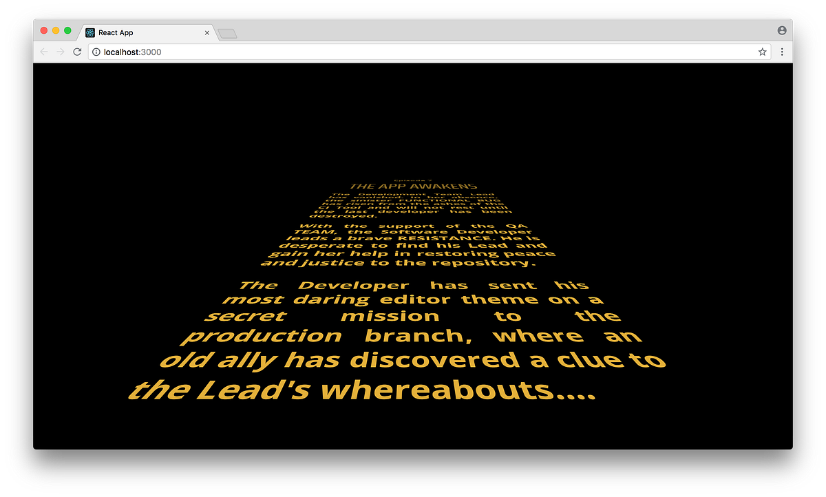 Tutorial: Animate the Opening Star Wars Crawl in a React App with GreenSock | by Mandi Wise ...