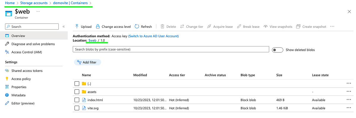 How to Deploy a versioned Vite (React) application on Azure using Azure Front Door and Blob ...