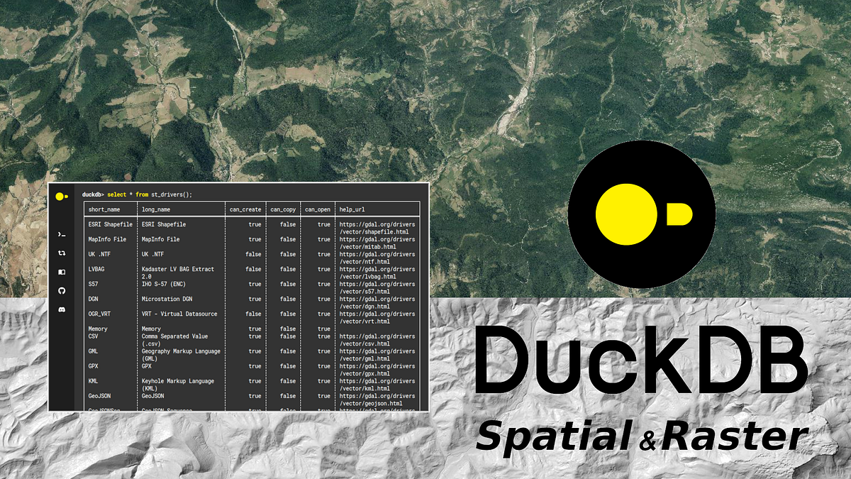 Managing raster (Satellite Imagery) in DuckDB with the spatial extension (I) | by ah | Medium
