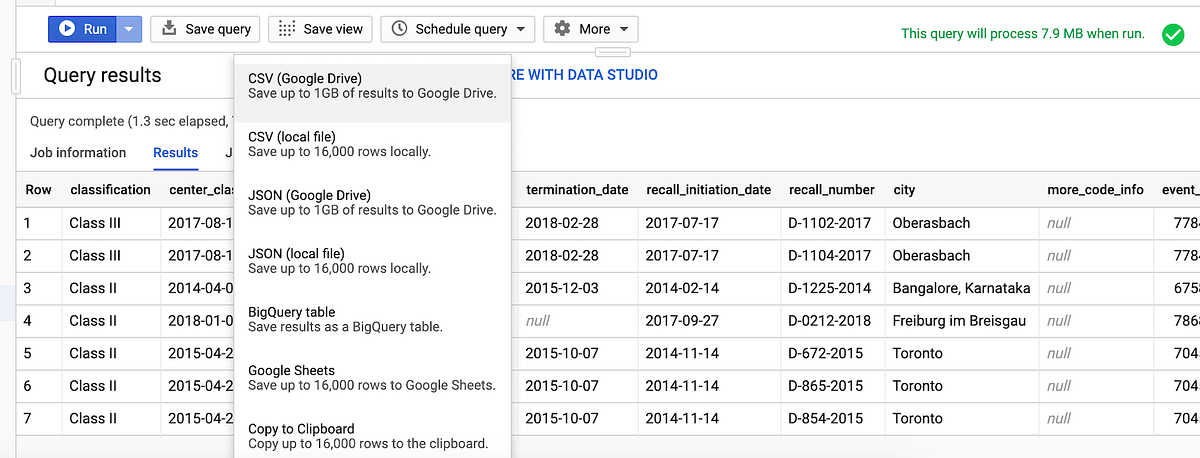 Exporting data from BigQuery to Google Drive and Cloud Storage using ...