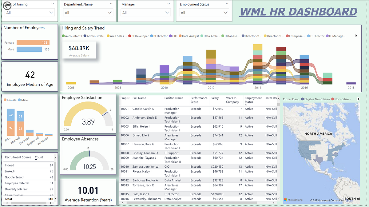 Power BI Dashboard that Summarises HR Records | by Wilma Lapuz | Medium