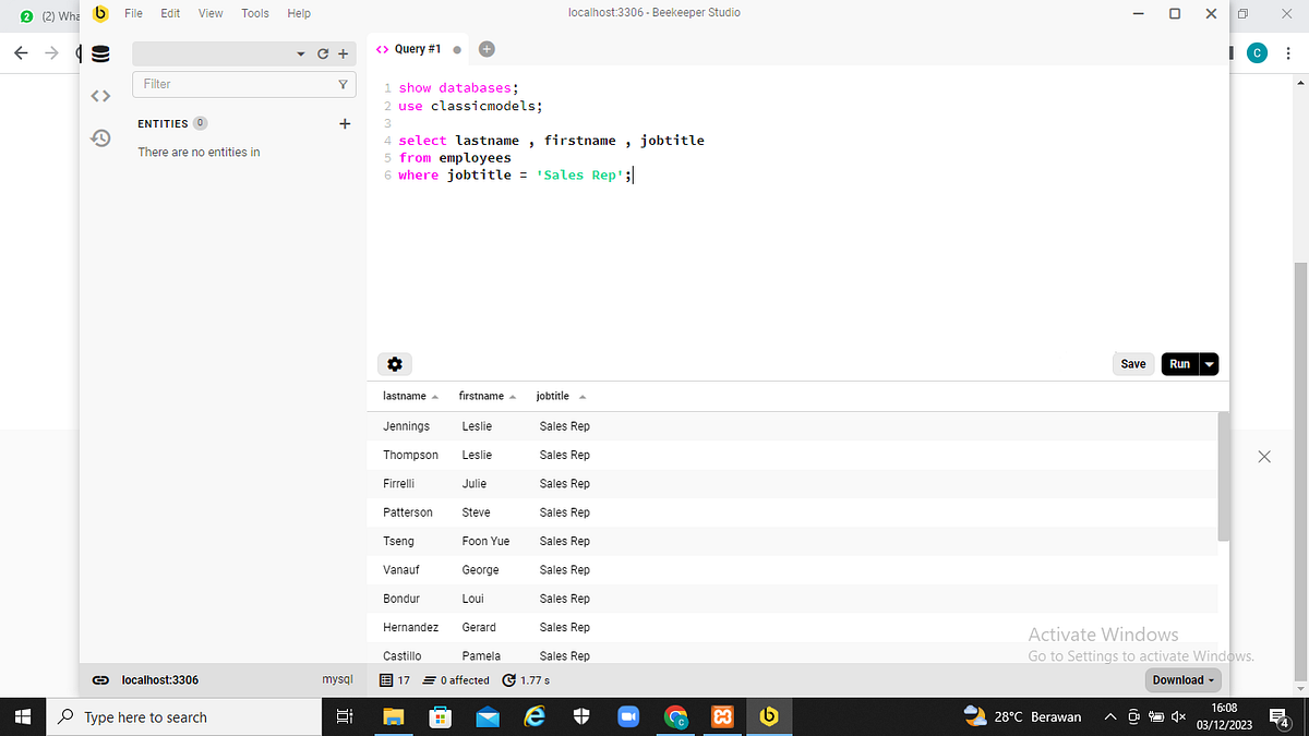 SQL 03 | Seleksi Baris dengan WHERE - Christian Folma Dio - Medium