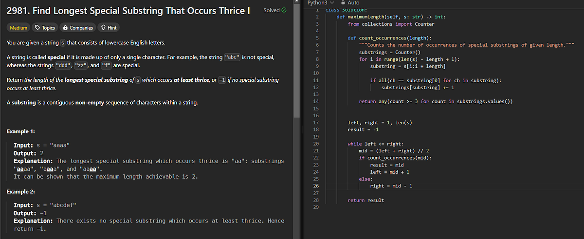 Day 4 of #100DaysOfCode: Solving LeetCode 2981 | by Jinx💀🤡 | Dec, 2024 | Medium