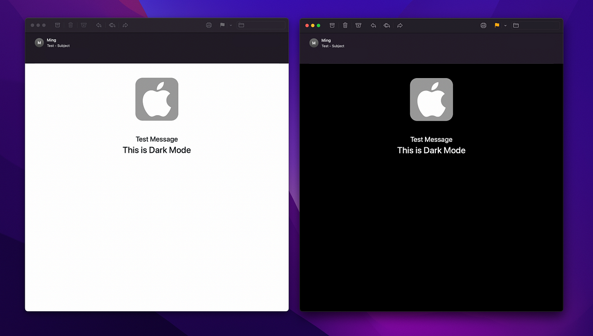 How to: handle Dark Mode for Apple Mail Client | by MING | Level Up Coding