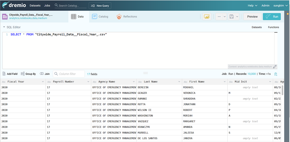 Query Dataset Using Dremio. Working with Dataset — Part 6: Query… | by ...