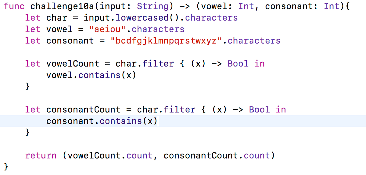 Swift — Udemy : HWS Swift Coding Challenges 10(Vowels and Consonants) | by YC | Medium