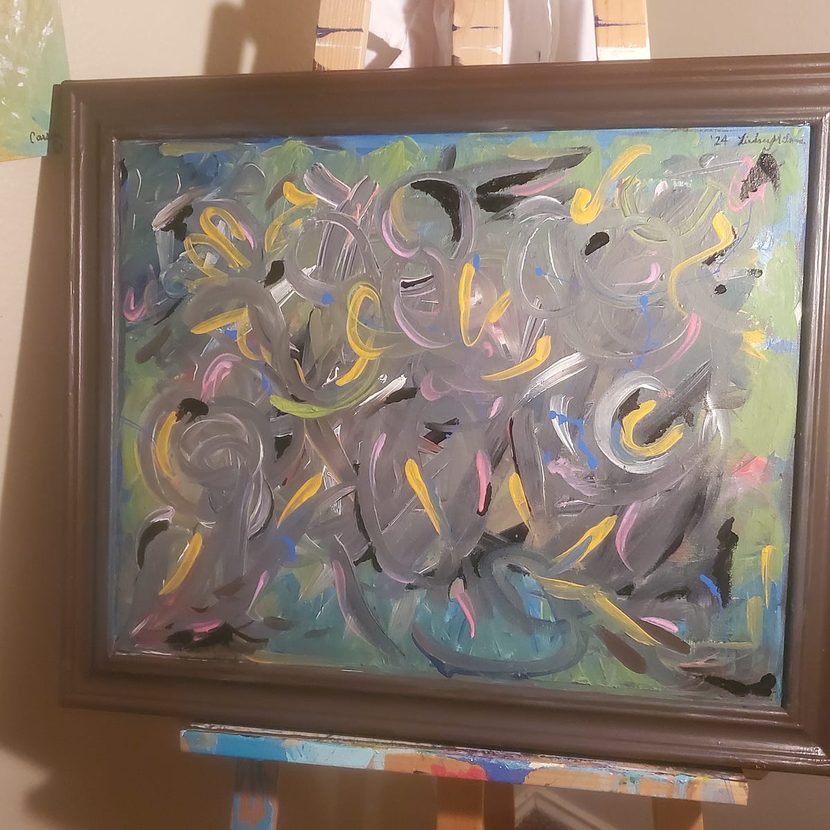 Reckless strokes of paint Developing her passion she adds color Layers ...