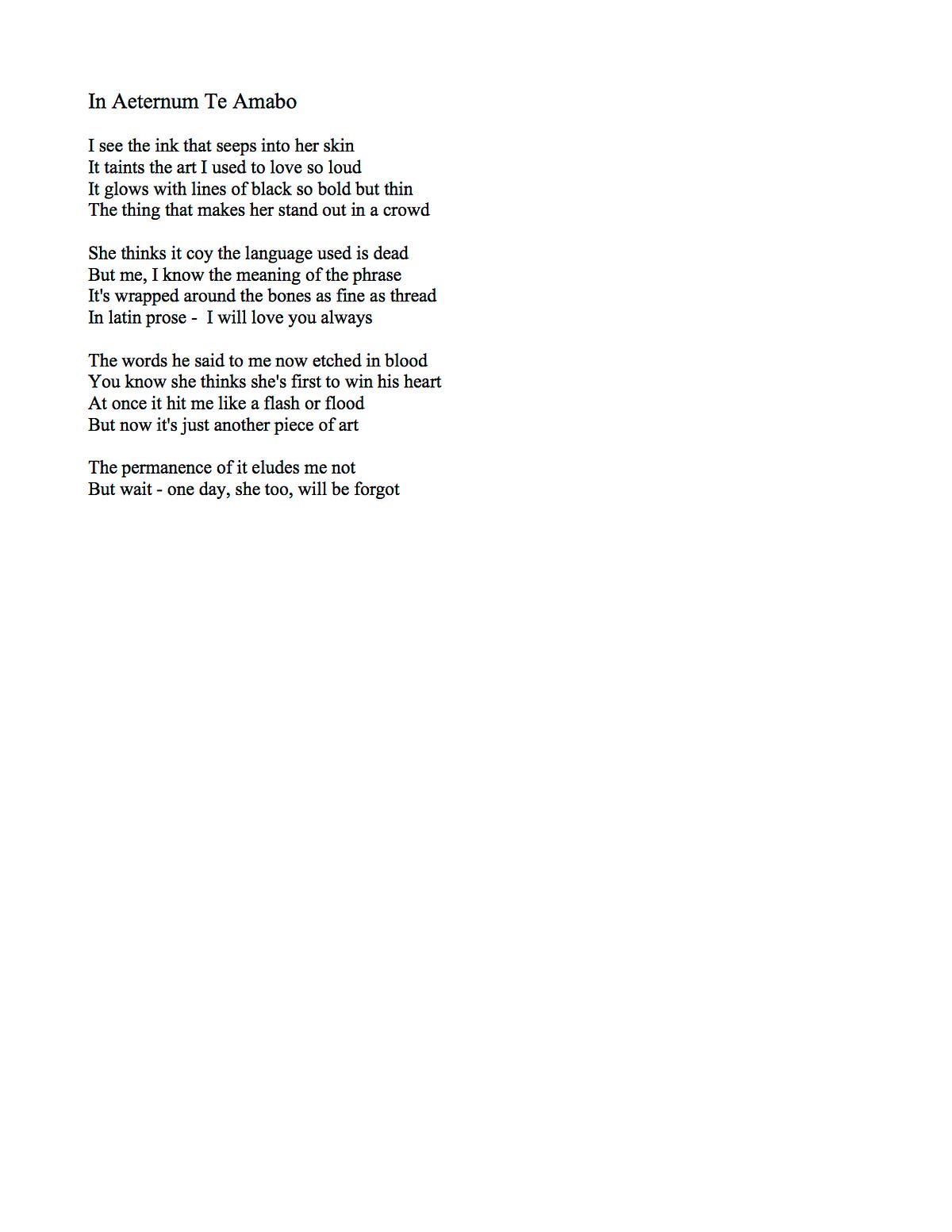 In Aeternum Te Amabo. I see the ink that seeps into her skin | by ...