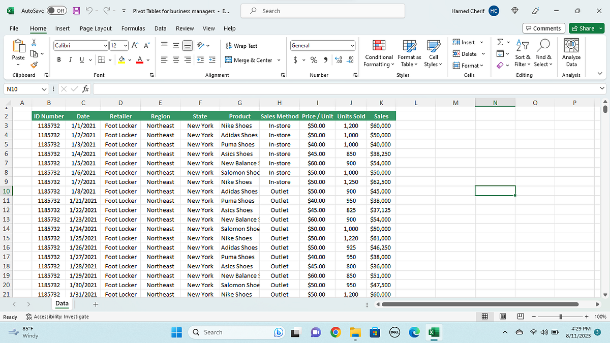 Pivot Table for Business Analyst To answer question 1, just click ...