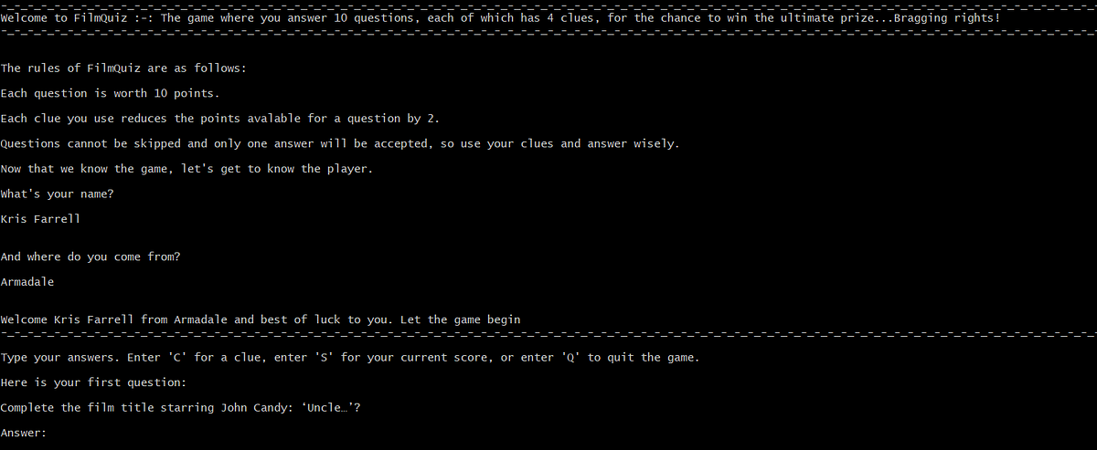 A Terminal Game — FilmQuiz. This terminal game was created as part ...