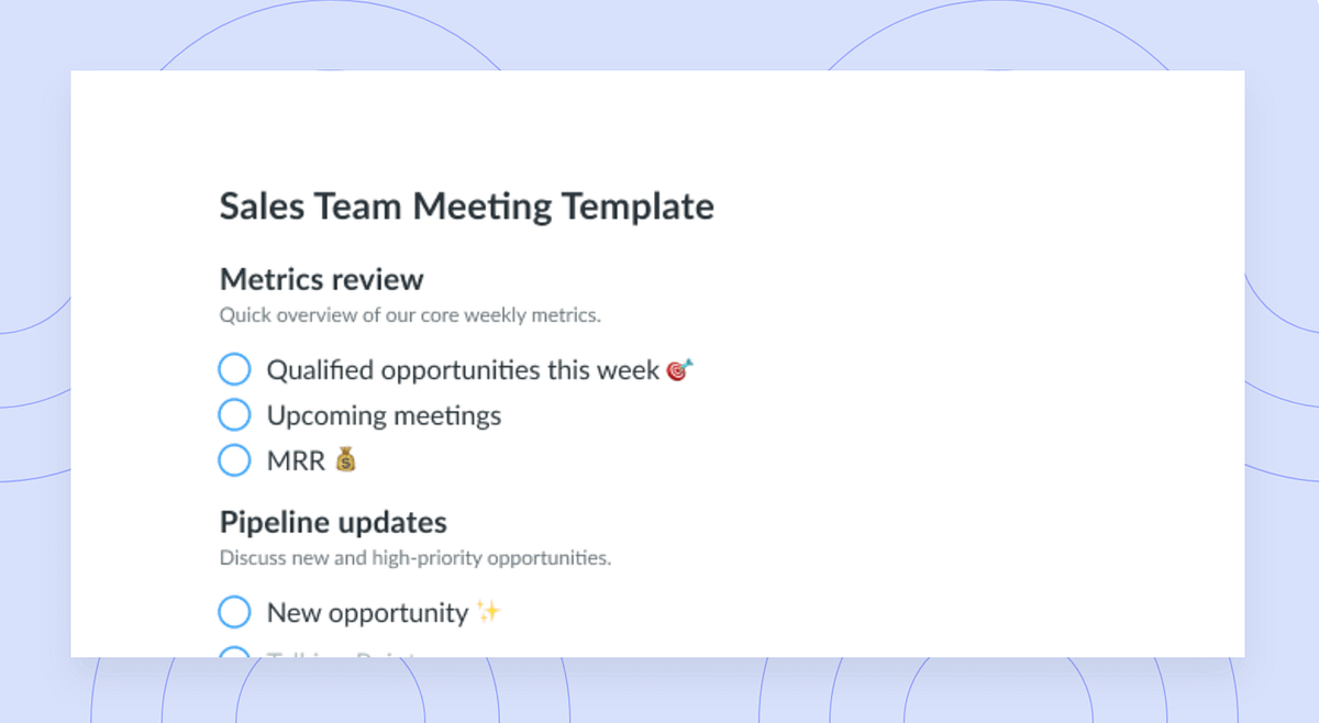 Sales Meeting Agenda Template: 5 Items to Run Successful Weekly Sales ...