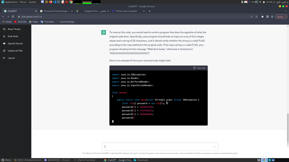 Chatgpt Solving Ctf Challenge Last Day In The Onsite Ctf “محاربو… By Ghaith Alkhateeb Minar