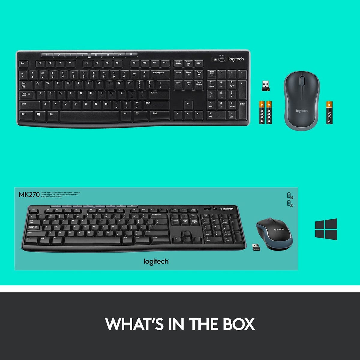 Logitech MK270 Wireless Keyboard and Mouse Combo for Windows, 2.4 GHz ...