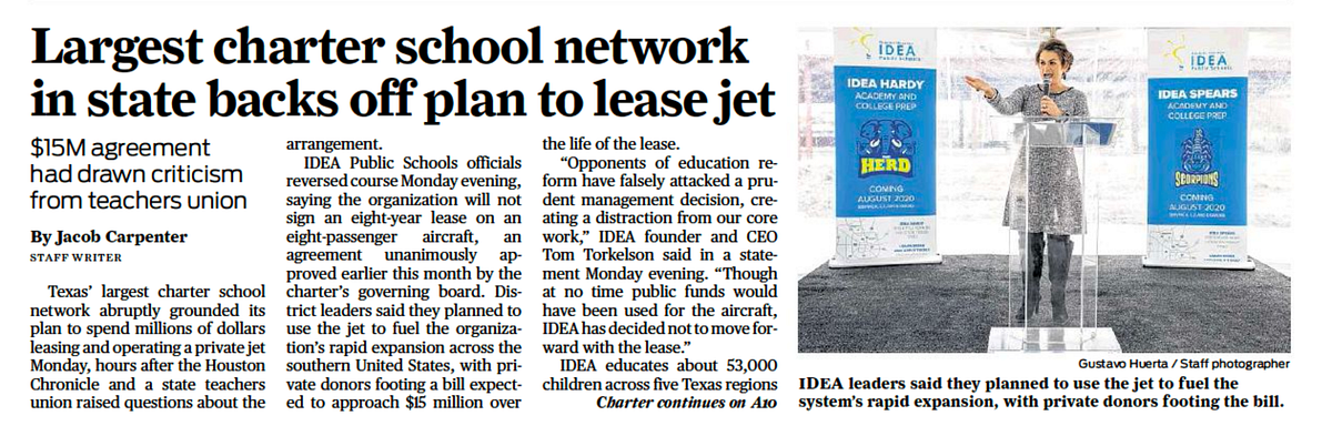 Charter chain nixes private jet lease after scrutiny from our union and ...