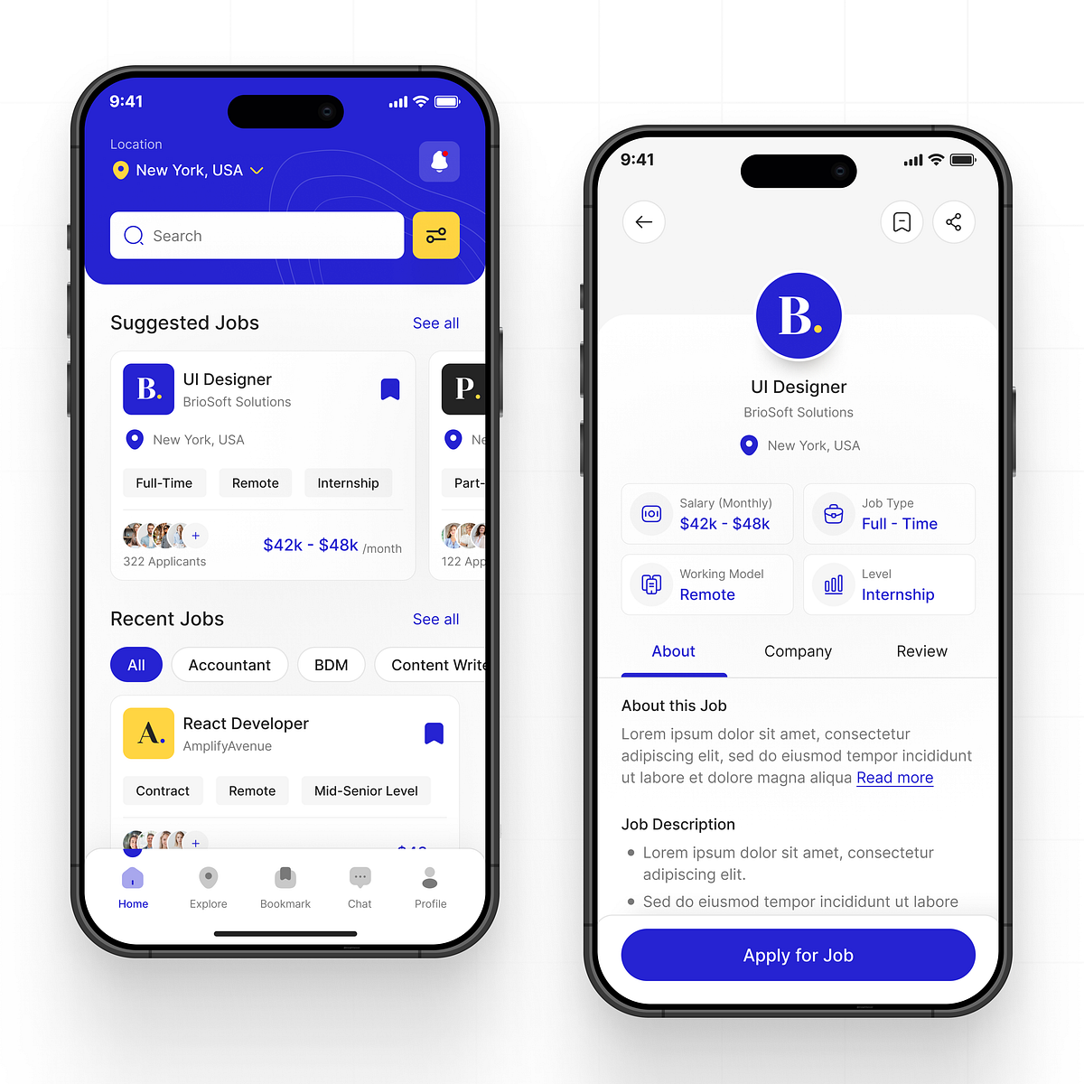 Job Finder Mobile App UIUX Design | Job Board App | Job Search App ...