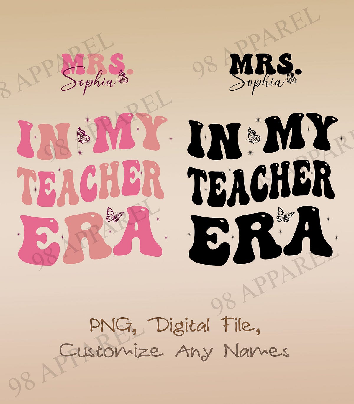 In My Teacher Era Sublimation PNG, In My Cool Teacher Era Design Download, Custom name Teacher ...