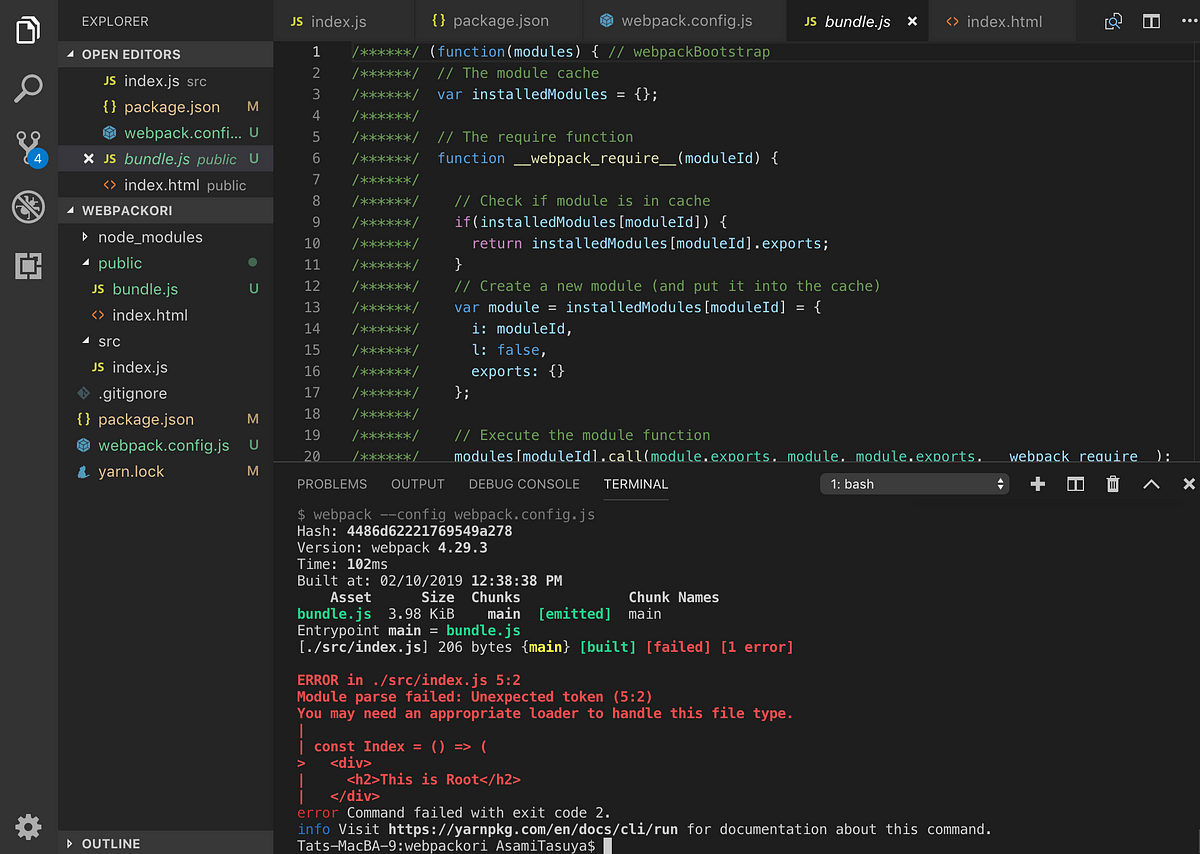 Webpack4でreactの環境構築。create React Appを使わずにreactアプリを作る。 1 Babel React Hot Loader By Tatsuya 9596