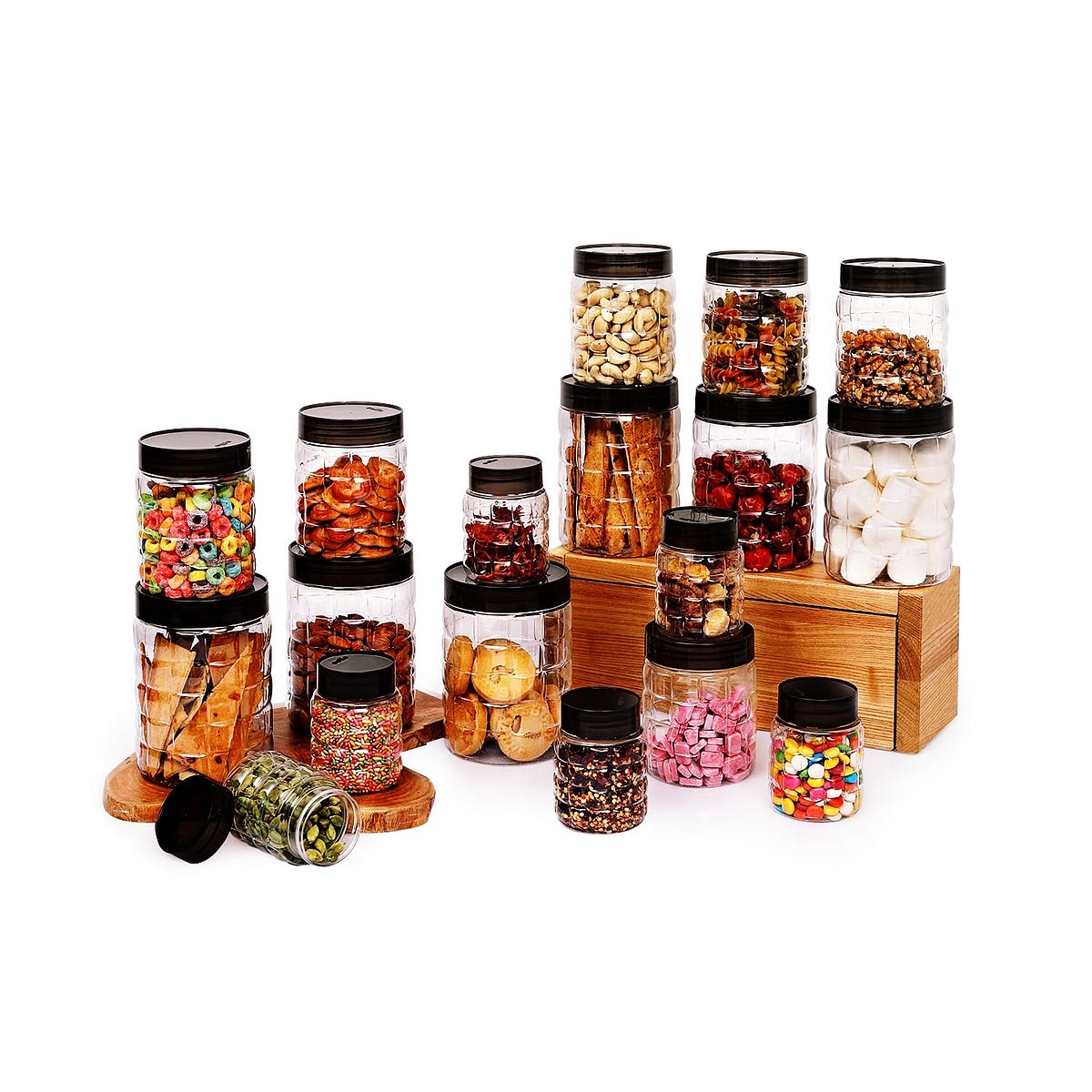 Cello Checkers Plastic PET Canister Set, 18 Pieces - Rajiv Kumar - Medium