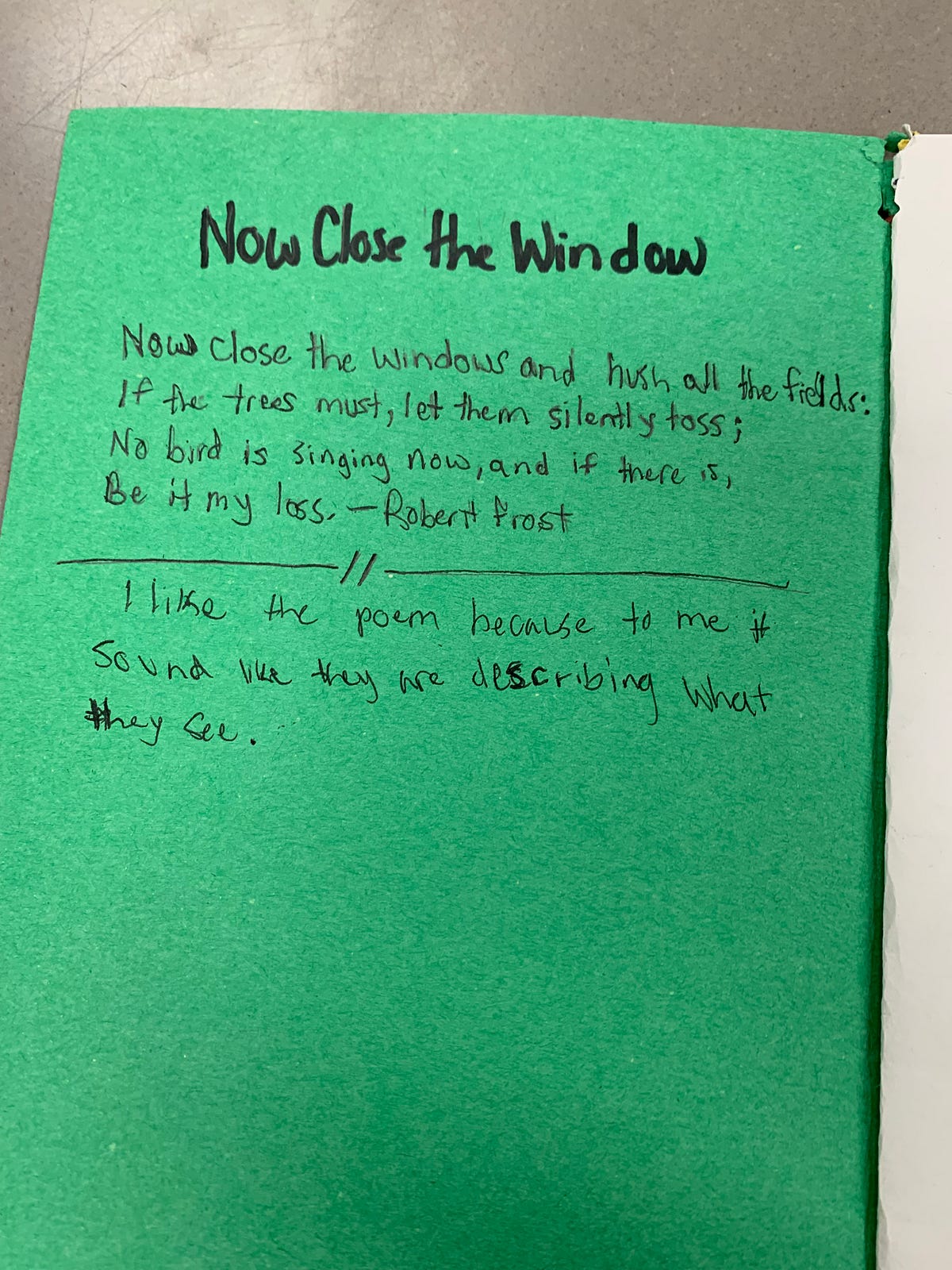 In now close the window he is describing what he feels. Depression ...