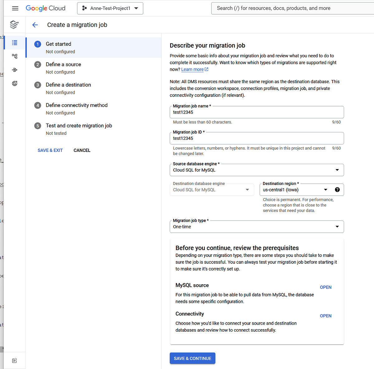 How to — Create and run a MySQL migration job containing metadata with ...