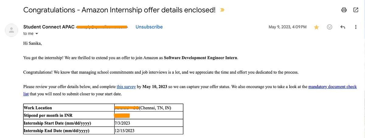 Securing an SDE Internship Offer at Amazon 2023 | by Sanika Inamdar | Medium
