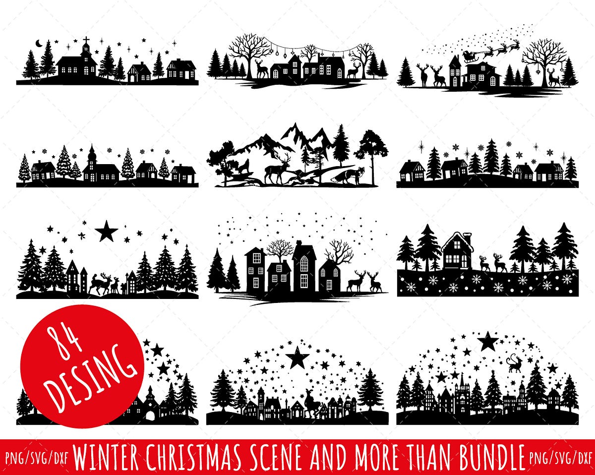 84 Winter Christmas Scene SVG, Winter Scene SVG, Magical Christmas ...