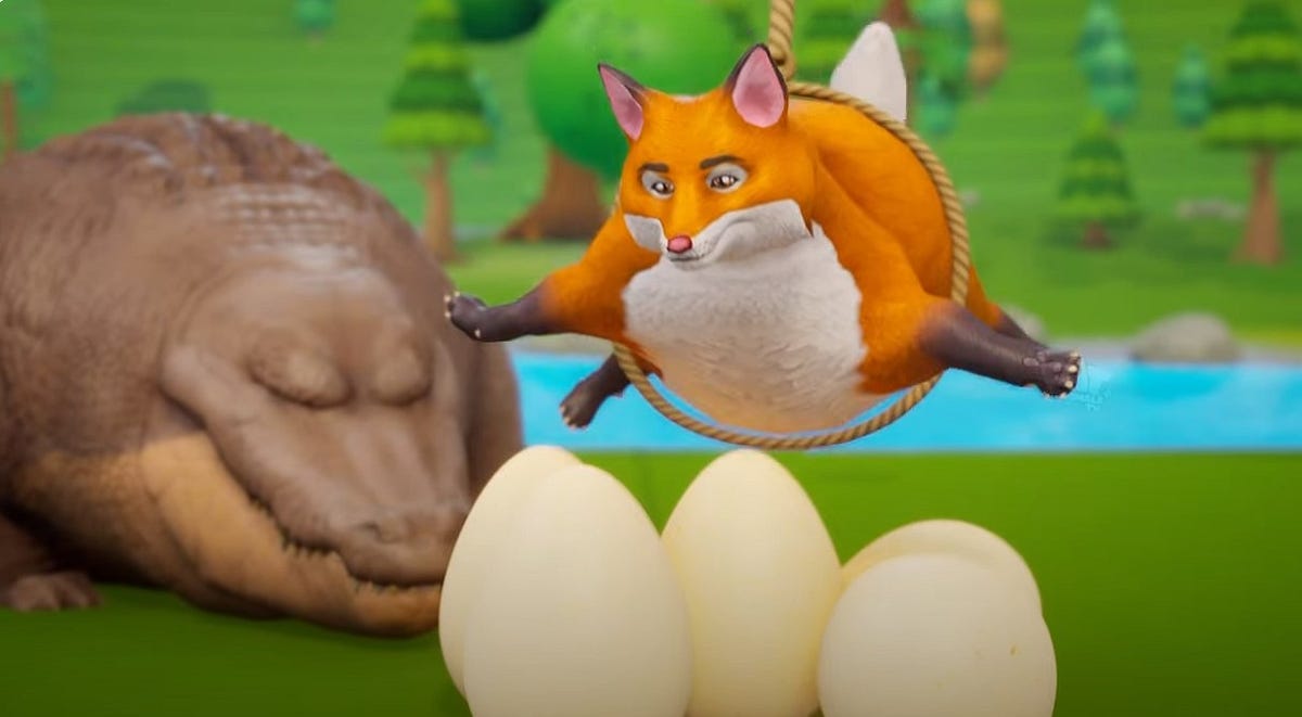 Funny Fat Animals Fox and Tiger Cunning Plan to Rob Crocodile Eggs ...