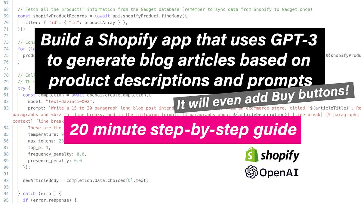 Build A Gpt 3 Powered Shopify App That Generates Blog Articles Using Product Descriptions In